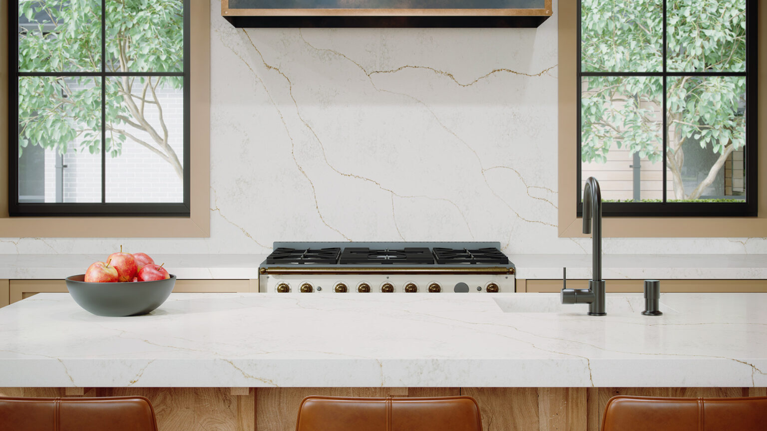Regal D'Oro Quartz Kitchen | Stratus Surfaces